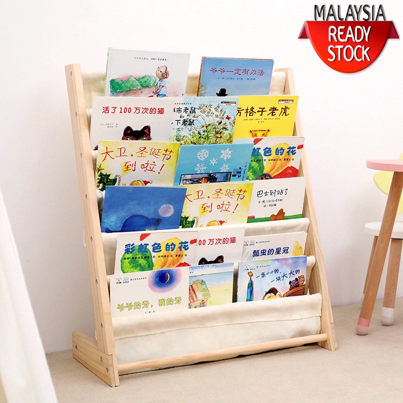 canvas painting 6 Tiers Children Bookshelf Wooden Reading Rack Books ...