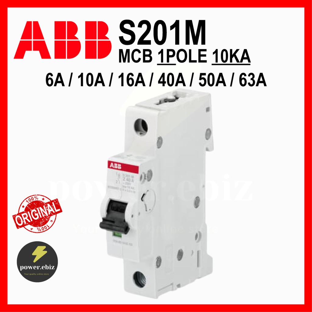 ABB S201M 6A 10A 16A 20A 32A 40A 50A 63A 1P 10KA MCB (100% ORIGINAL) | Shopee Malaysia