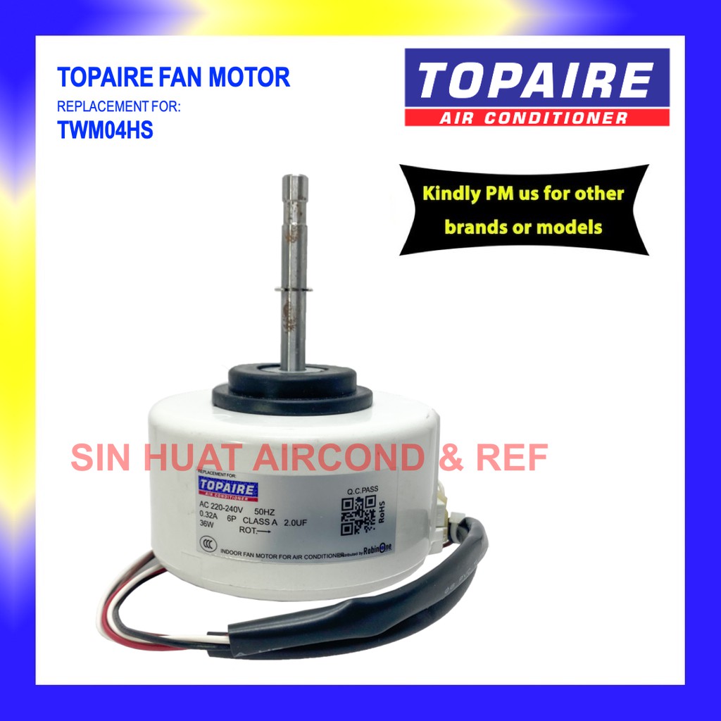 Topaire Indoor Fan Motor Topaire TWM04HS Replacement Motor Indoor Unit ...