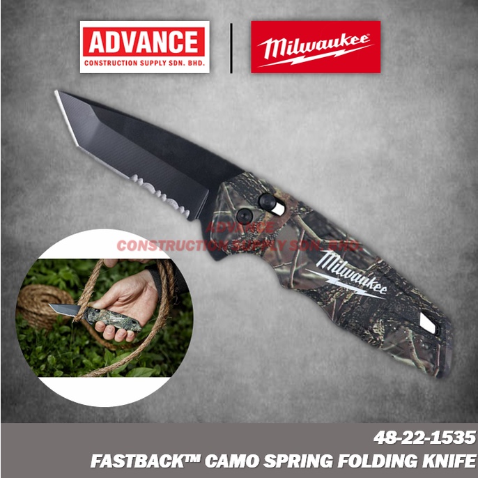 MILWAUKEE 48-22-1535 FASTBACK™ Camo Spring Assisted Folding Knife ...