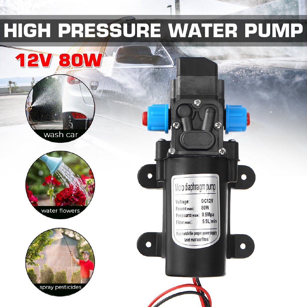 DC 12V 80W Micro Electric Diaphragm Water Pump Automatic Switch 5.5L ...