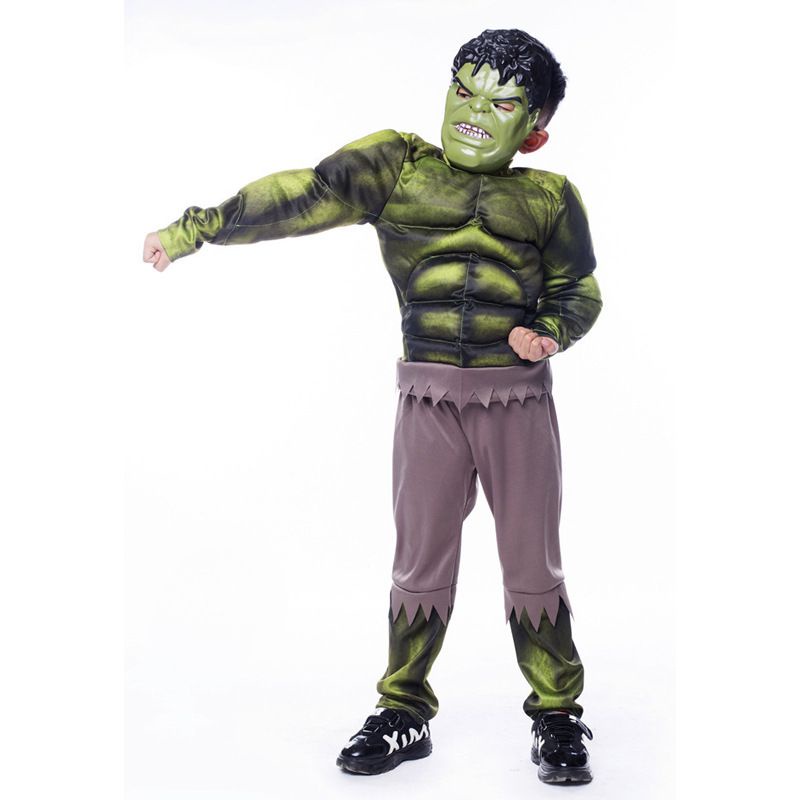 Boys Hulk Cosplay Muscle Mask Costume The Clothes Fantasy Carnival ...