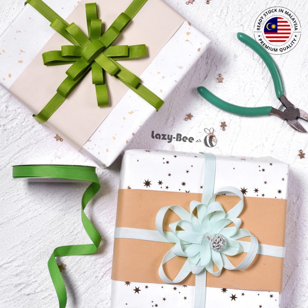 LAZY BEE 5 meter Pastel Green Mint Grosgrain Ribbon Reben Door Gift ...