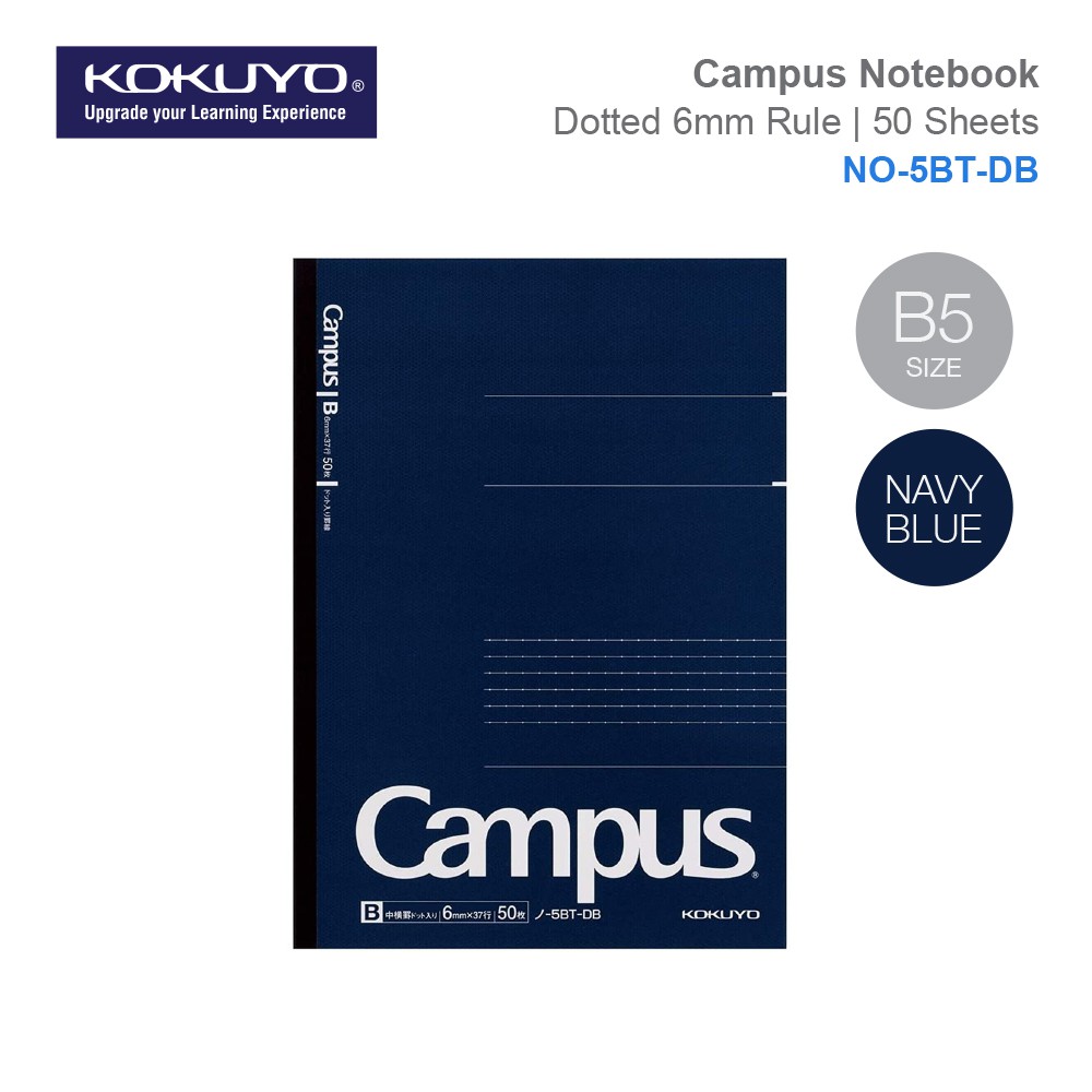 KOKUYO NO-5BT-DB Campus Notebook B5/ Dotted 6mm Rule Buku Nota Kampus KOKUYO NO-5BT-DB B5 ...