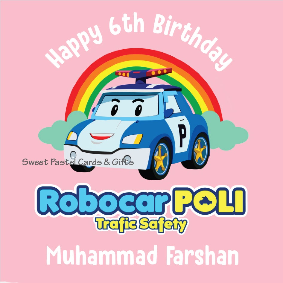 TQ STICKER BIRTHDAY DOOR GIFT CARTOON : ROBOCAR POLI Size:4/5/6/7/8cm ...
