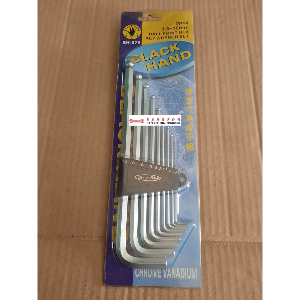 BLACK HAND BH-070 1.5-10MM 9PCS BALL POINT HEX KEY SET | Shopee Malaysia