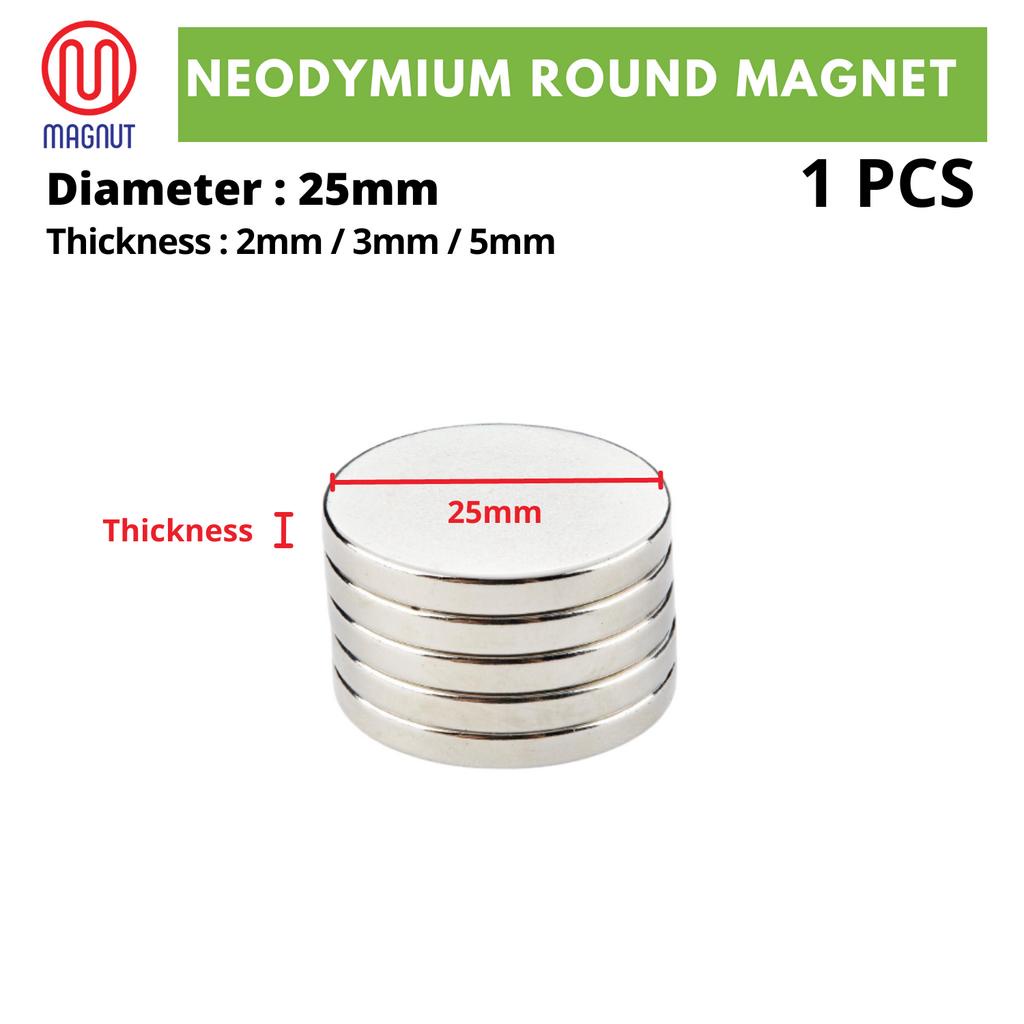 1pcs - 25mm x 2mm / 3mm / 5mm Rare Earth Neodymium Round Magnet ...
