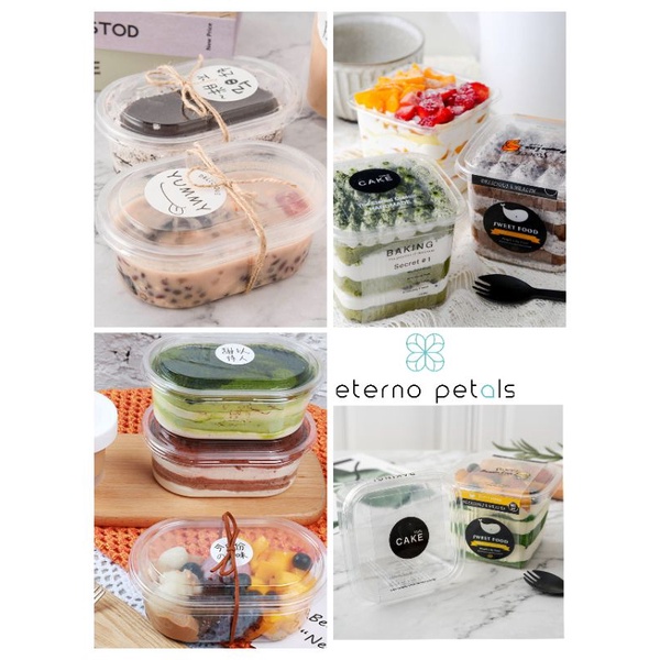 50psc -380ml/ 500 ml Transparent cake box / Pudding box / Mousse Box ...