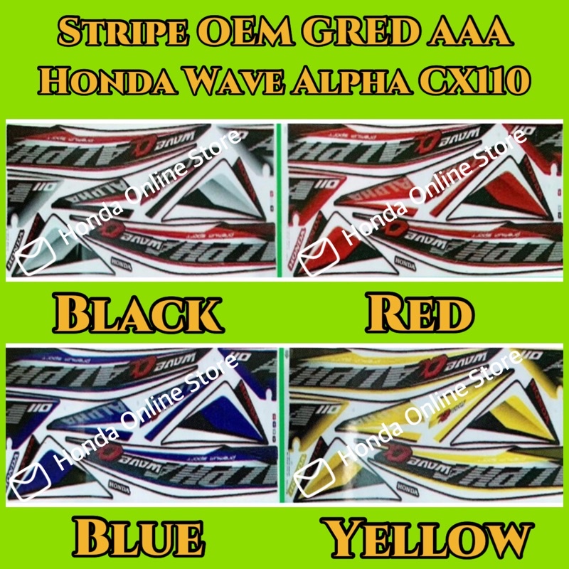 Stripe Sticker Cover Set Honda Wave Alpha CX110 (2) OEM | Shopee Malaysia