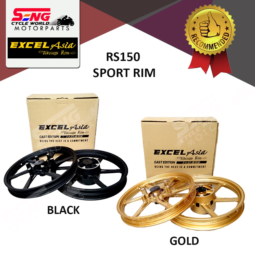 HONDA RS150 SPORT RIM SET (160/ 185 X 17) TAKASAGO EXCEL - BLACK, GOLD ...
