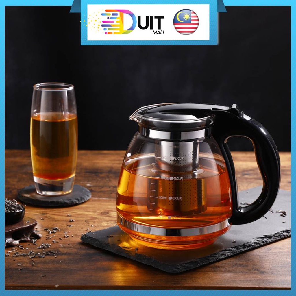 Duitmali Heat Resistance Glass Teapot Chinese Tea Pot Jug Teko Kaca Air ...