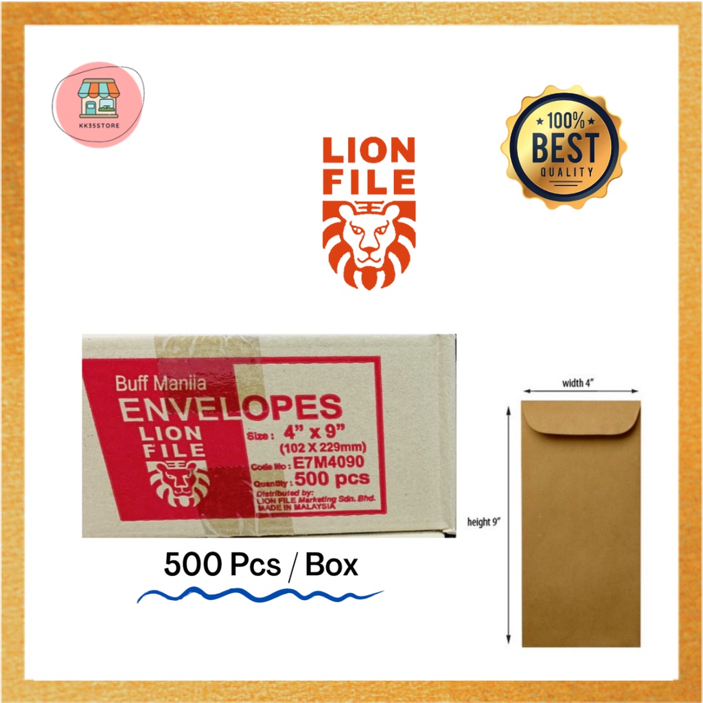 [READY STOCK] Lion 4x9''' Brown Envelope Buff Manila-500Pcs/Box ...