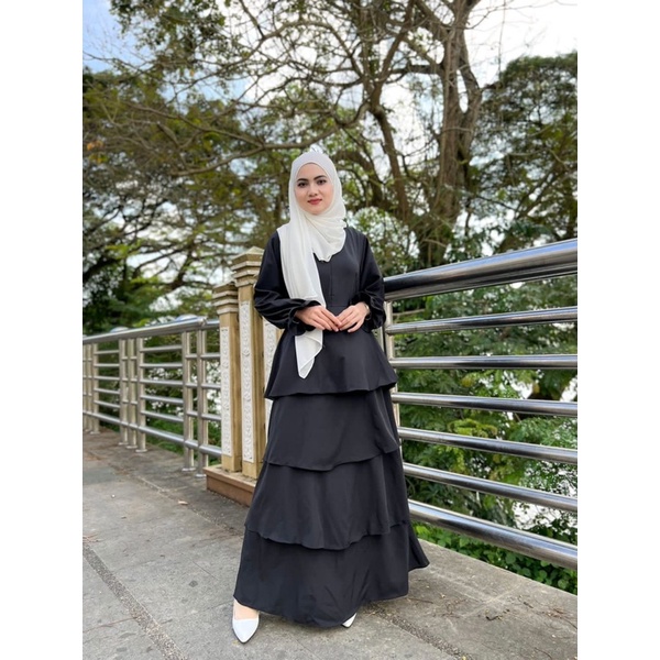 NEW DRESS LAYER BERTINGKAT PLAIN MUSLIMAH FASHION | Shopee Malaysia