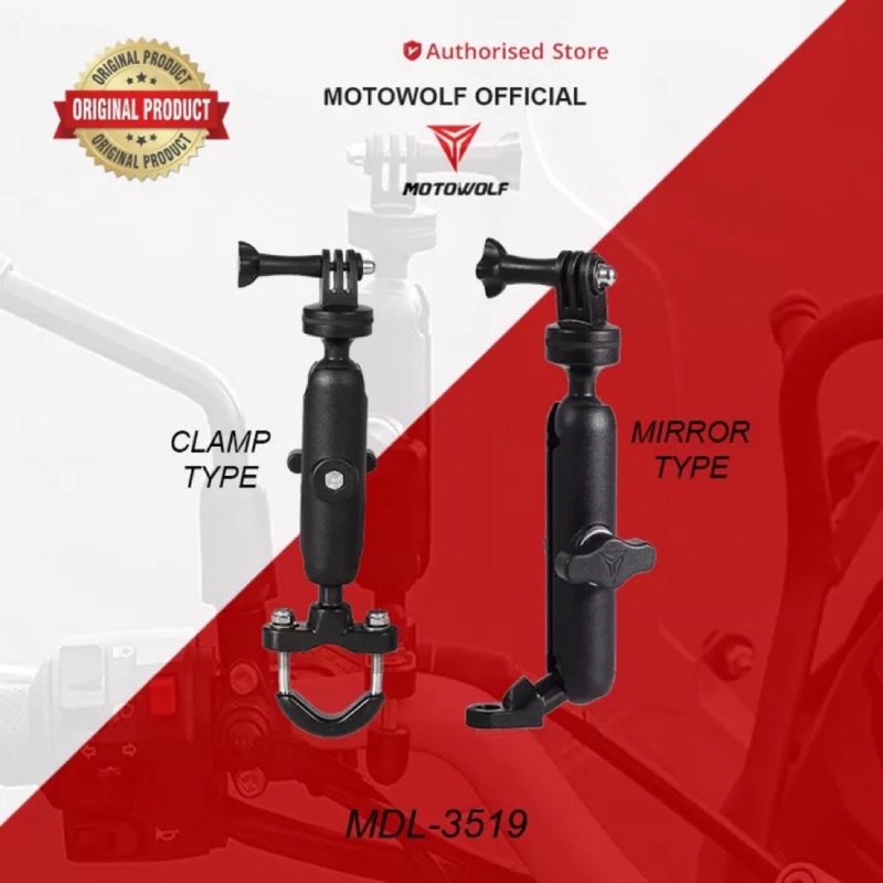 MOTOWOLF Motorcycle Dash Cam Holder Camera GoPro Mount Pemegang Kamera ...