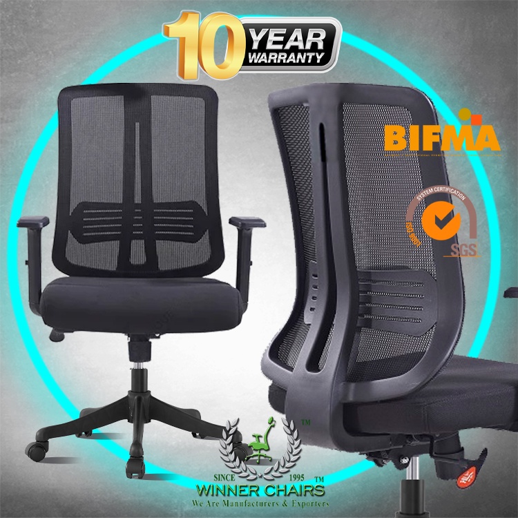 Ergonomic Office Chair 1033B-BLK Ergonomic Midback Mesh Winner Chairs ...