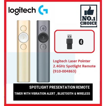 LOGITECH LASER POINTER 2.4GHZ SPOTLIGHT PRESENTATION REMOTE - SLATE (910-004863) | Shopee Malaysia