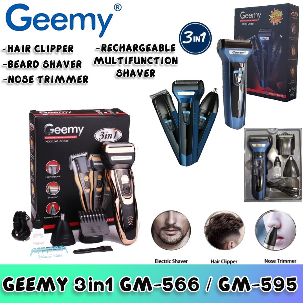 ~Ship From KL~ 3in1 Geemy Rechargeable Shave And hair Trimmer Set Mesin ...