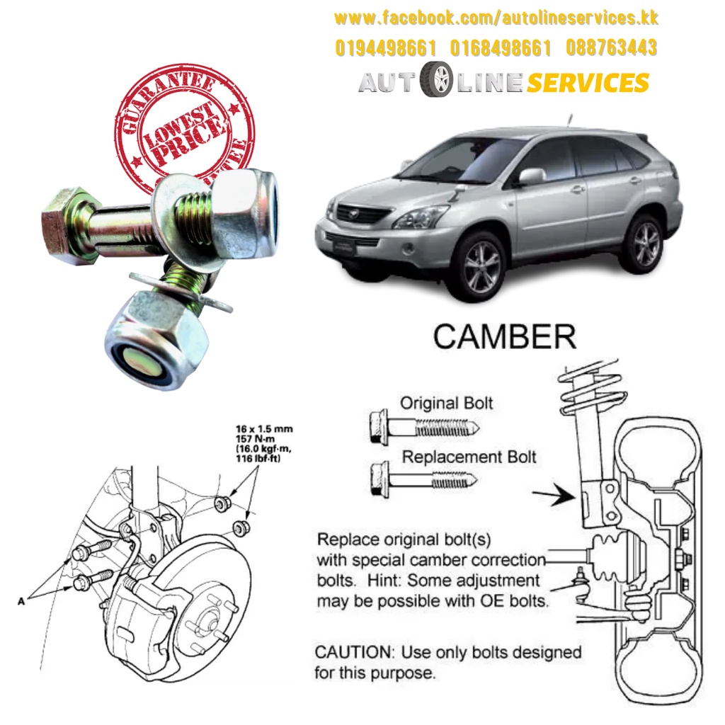 TOYOTA Harrier 1st Gen 2nd Gen FRONT CAMBER BOLT WITH NUT | Shopee Malaysia