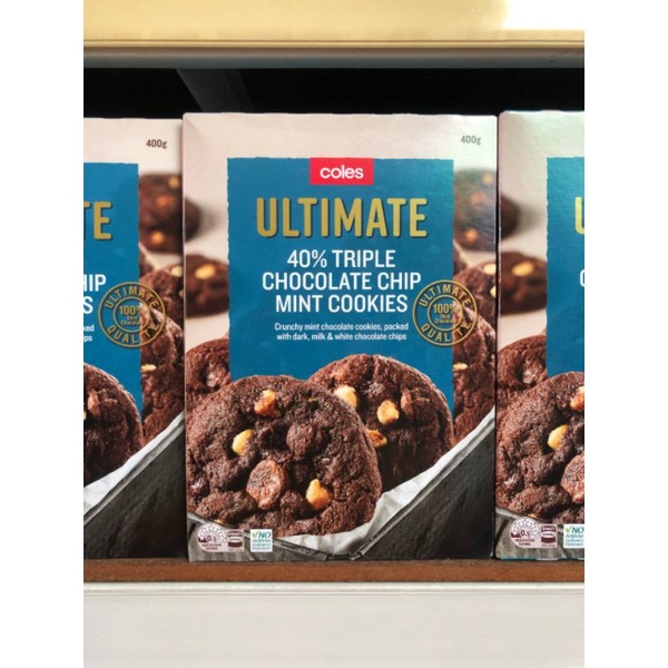 Coles Ultimate 40% Triple Chocolate Chip Mint cookies 400g | Shopee ...