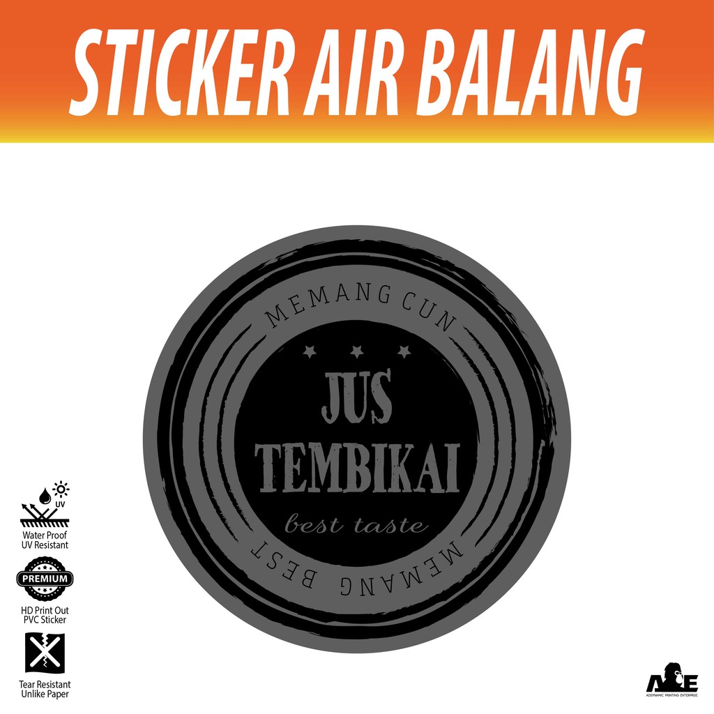 Sticker Air Balang Jus 2 | Kalis Air | Tahan Lama | Transparent | Tahan ...
