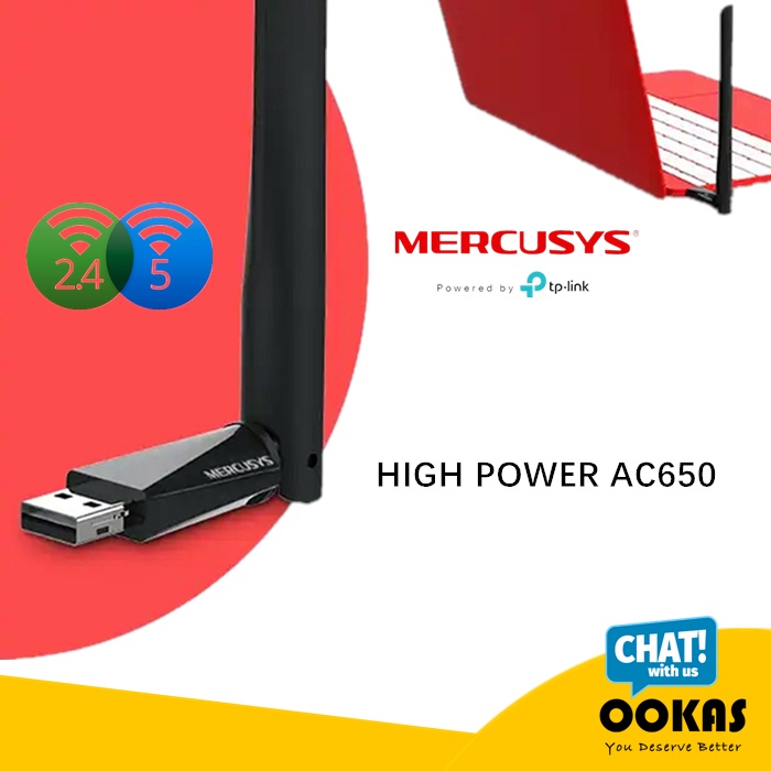 Mercusys [By TP-Link] MU6H High Gain AC650 Mini Dual Band 5GHz + 2.4GHz ...