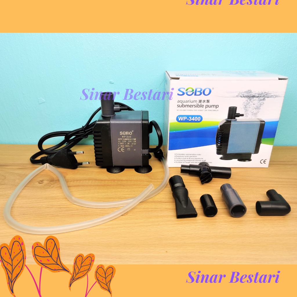 SOBO WP-3400 Aquarium Submersible Mini Water pam Akuarium Pump 鱼缸迷你水泵 Air Terjun Fountain ...