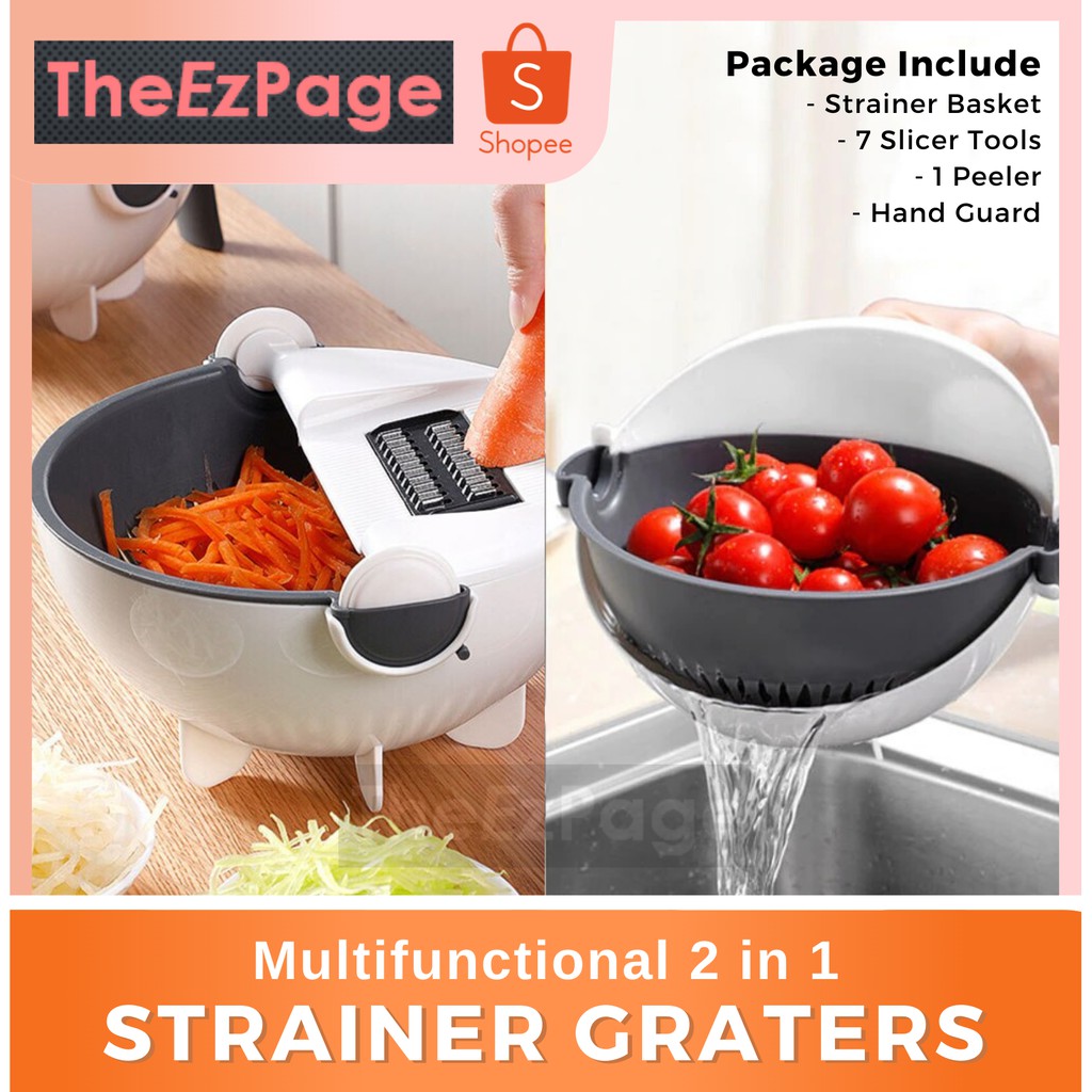 Multifunctional Kitchen Strainer Basket Chopper Grater With Strainer 9 In 1 Vegetable Cutter ...
