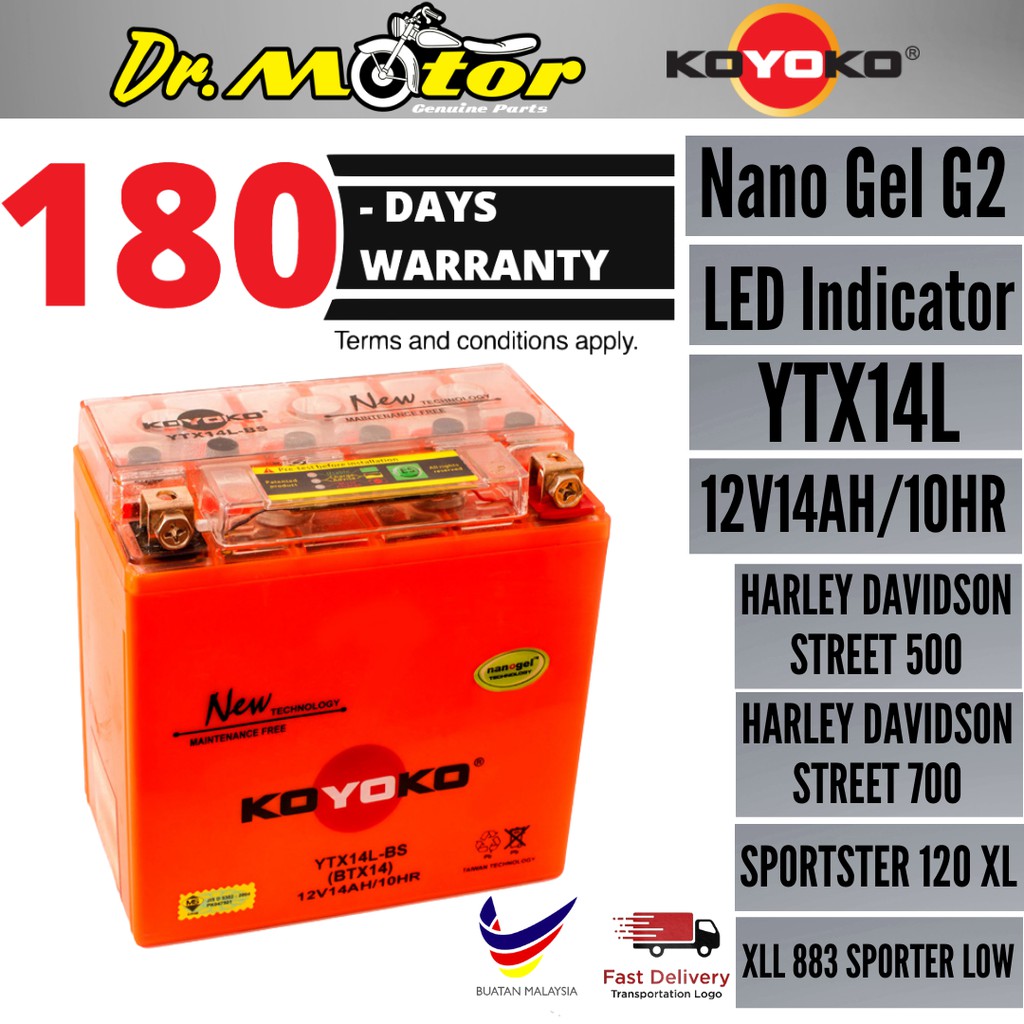 YTX14L YTX14L-BS YTX14 Koyoko Gel G2 Battery Batteri Bateri 100% ...