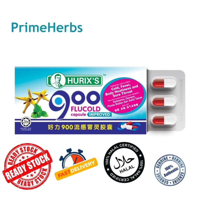 HURIX'S 900 FluCold Capsule Improved 9 Capsules - selsema sakit tekak ...