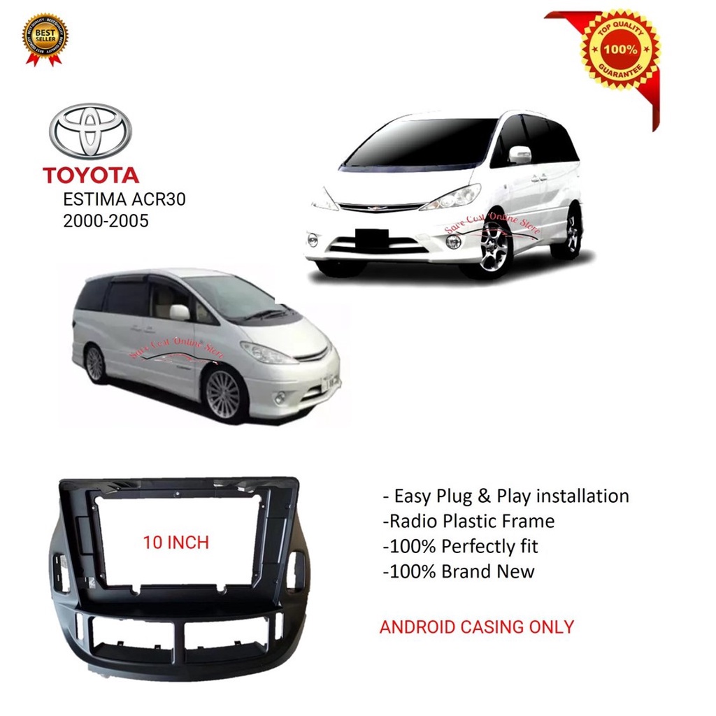 TOYOTA ESTIMA ACR30 2000 - 2005 10 INCH ANDROID PLAYER CASING with ...