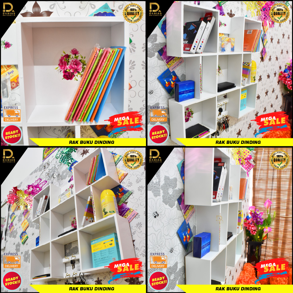 Rak Buku Raya 2021 Dinding Wall Decoration Wooden Vantage White / Rak ...