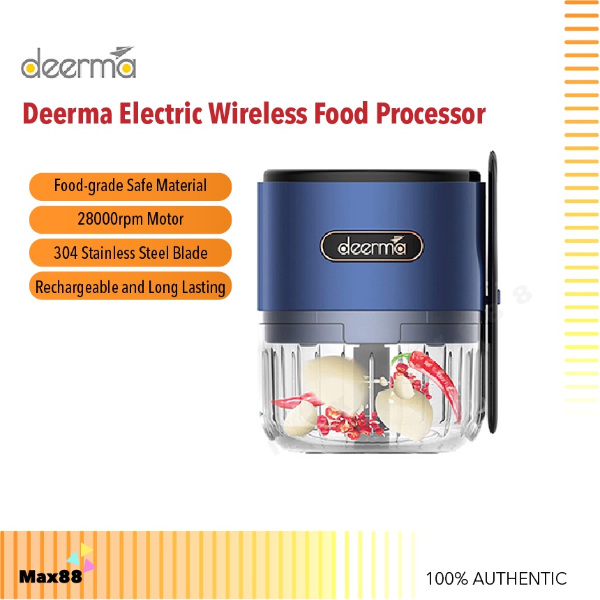 Deerma Electric Wireless Garlic Chopper JS100 Meat Grinder Meat Mincer ...
