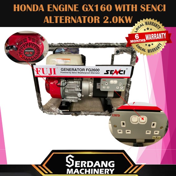 POWERFUL GASOLINE GENERATOR with HONDA GP160(5.5HP) & SENCI 2KVA ...