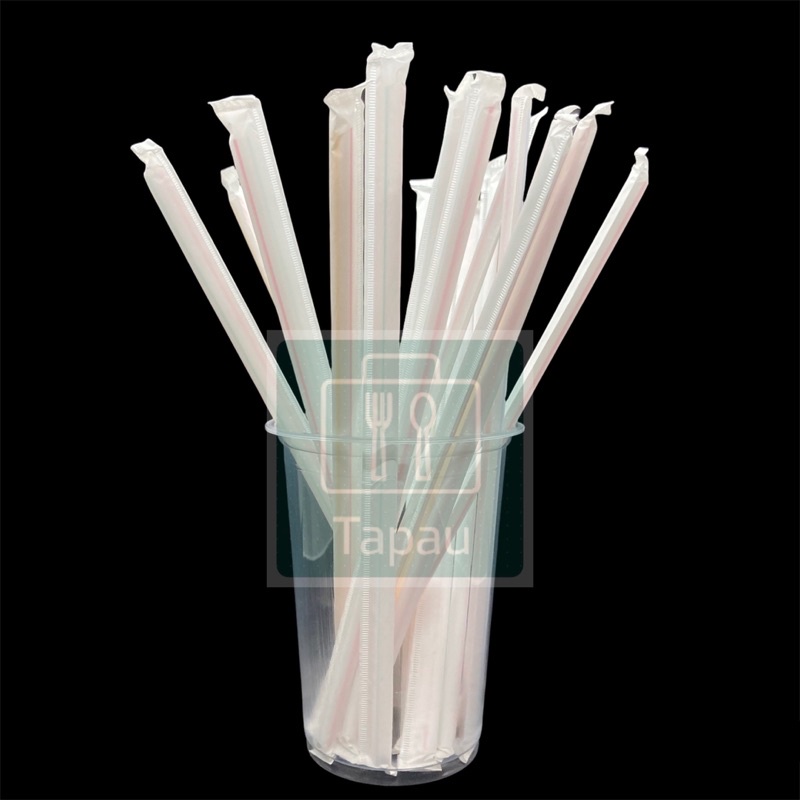 8½" Flexible/Straight Drinking Straw - Colour / Black Disposable ...