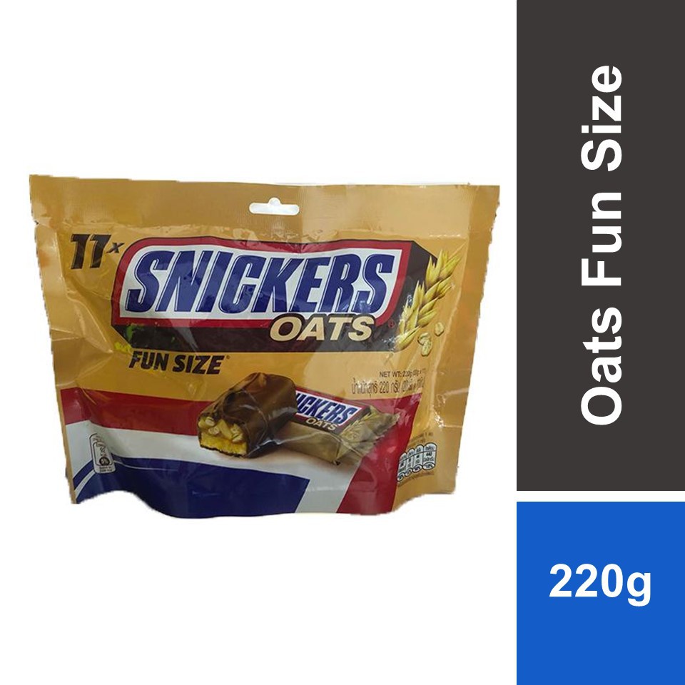Snickers Oats Fun Size Chocolate Bar Sharing Bag (11 x 20g) 220g ...