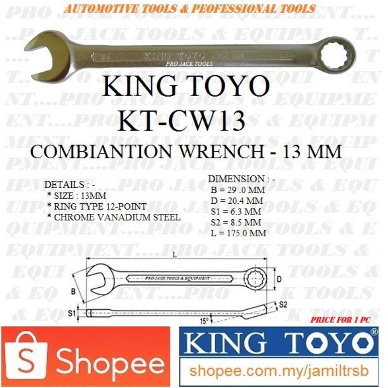 KT-CW13 ~ MERDEKA Clearance Sale ~ Original KING TOYO Combination ...