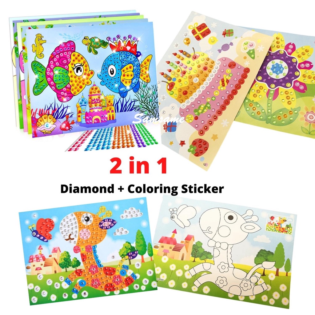 3D Diamond Coloring DIY Sticker 2 In 1 Kid DIY Art Crystal Diamond ...