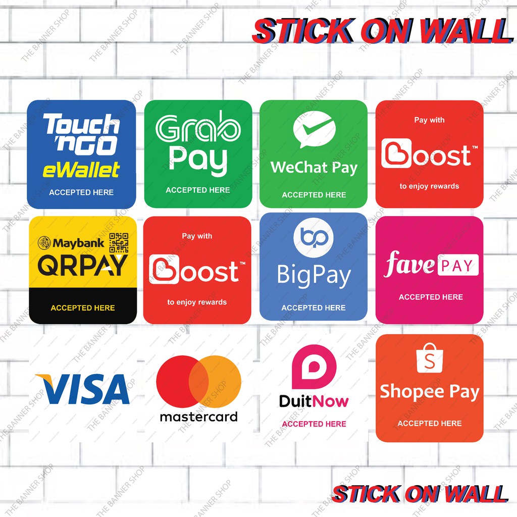 E-wallet Stickers, Malaysia E-wallets PVC Stickers, Ewallet accepted ...