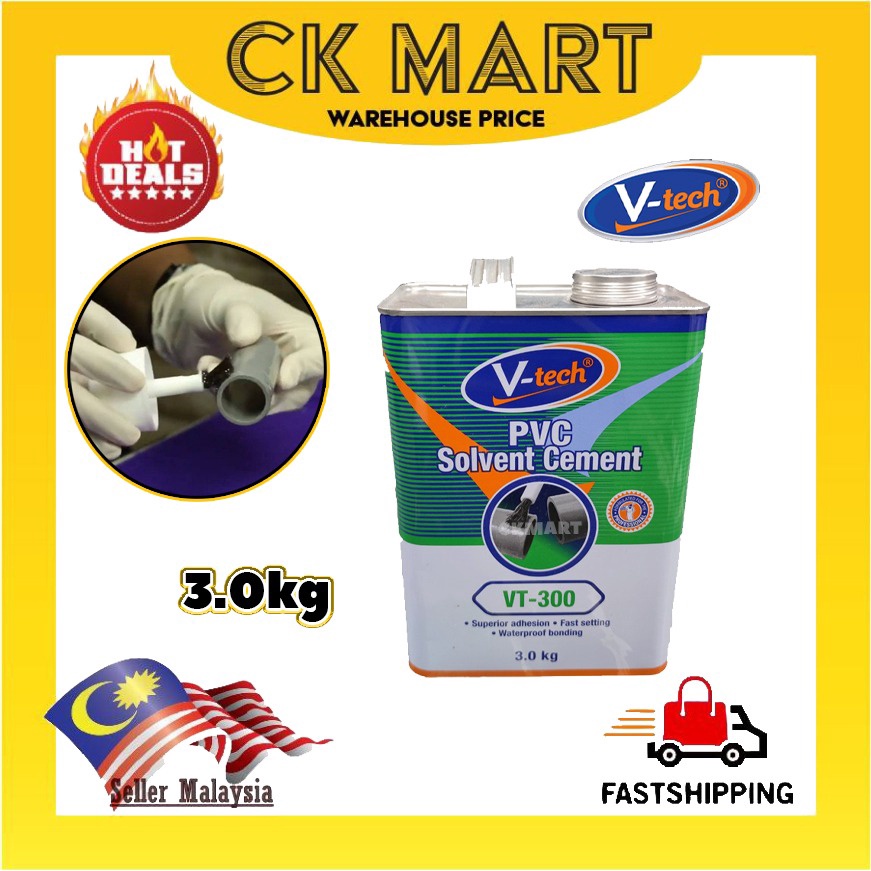 V-TECH 3KG VT-300 PVC SOLVENT CEMENT - GAM PAIP UPVC PVC / VTECH VT300 SOLVENT CEMENT GUM PVC ...