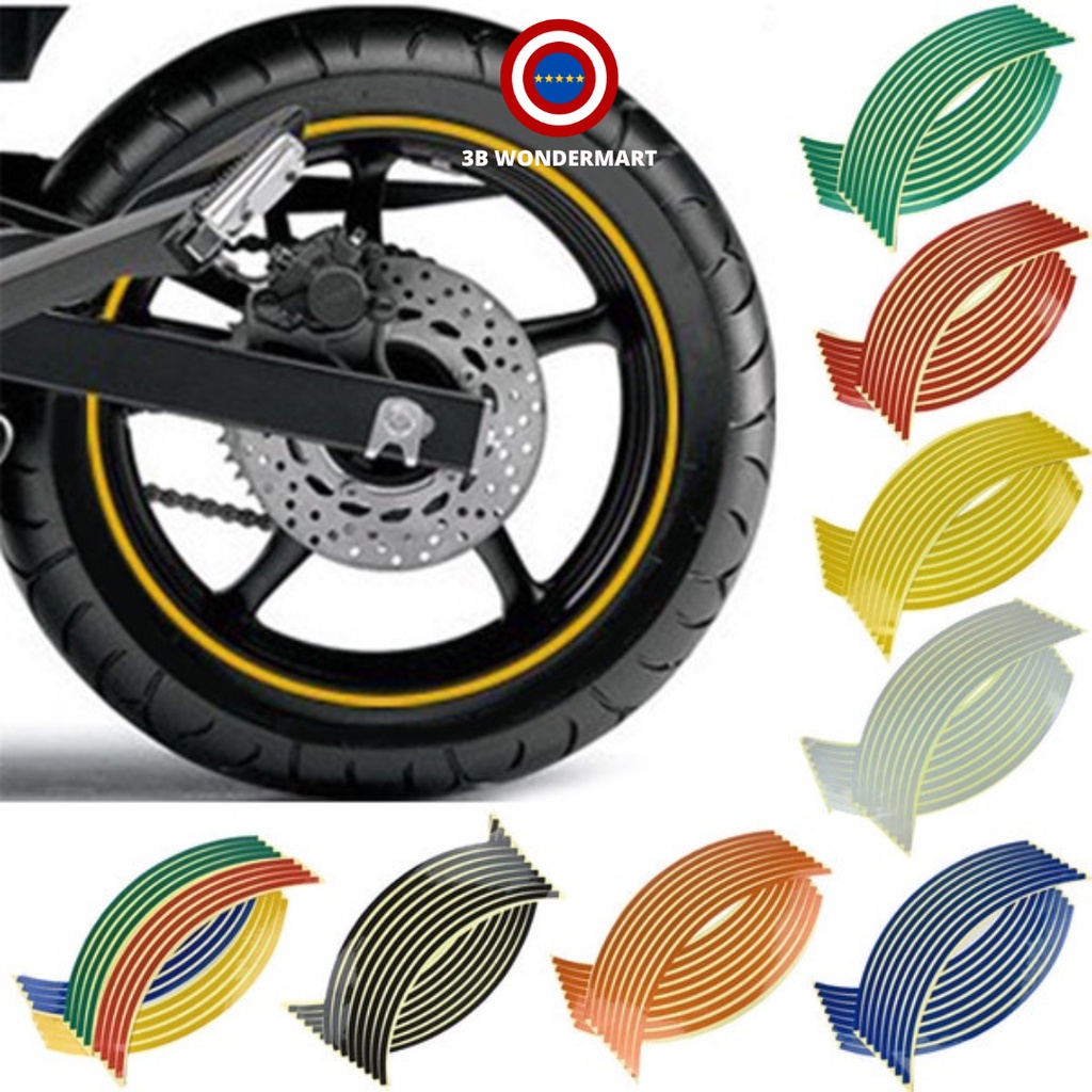 16 Pcs Wheel Decal Stripe Lots Reflective Strips Motorcycle Tape ...