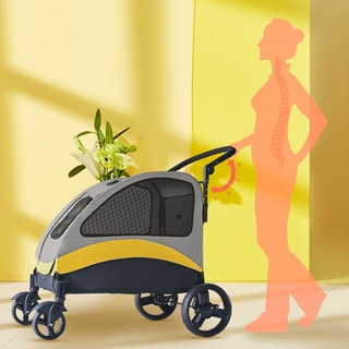 Large Pet Stroller Trolley Carrier Bag Travel Portable Stroller Kucing ...