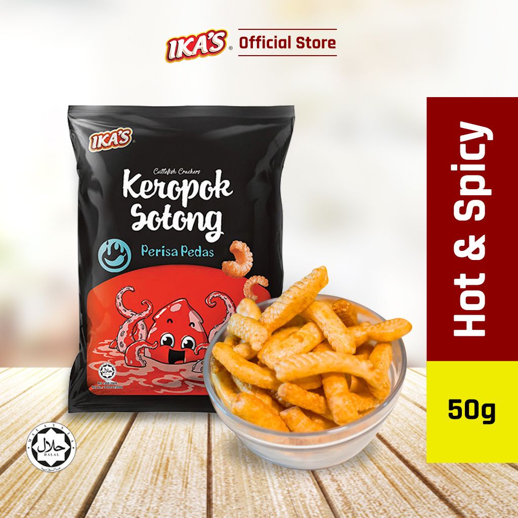 IKA'S Keropok Sotong Pedas - Crispy Fish Snack Cuttlefish Crackers Hot & Spicy | Shopee Malaysia