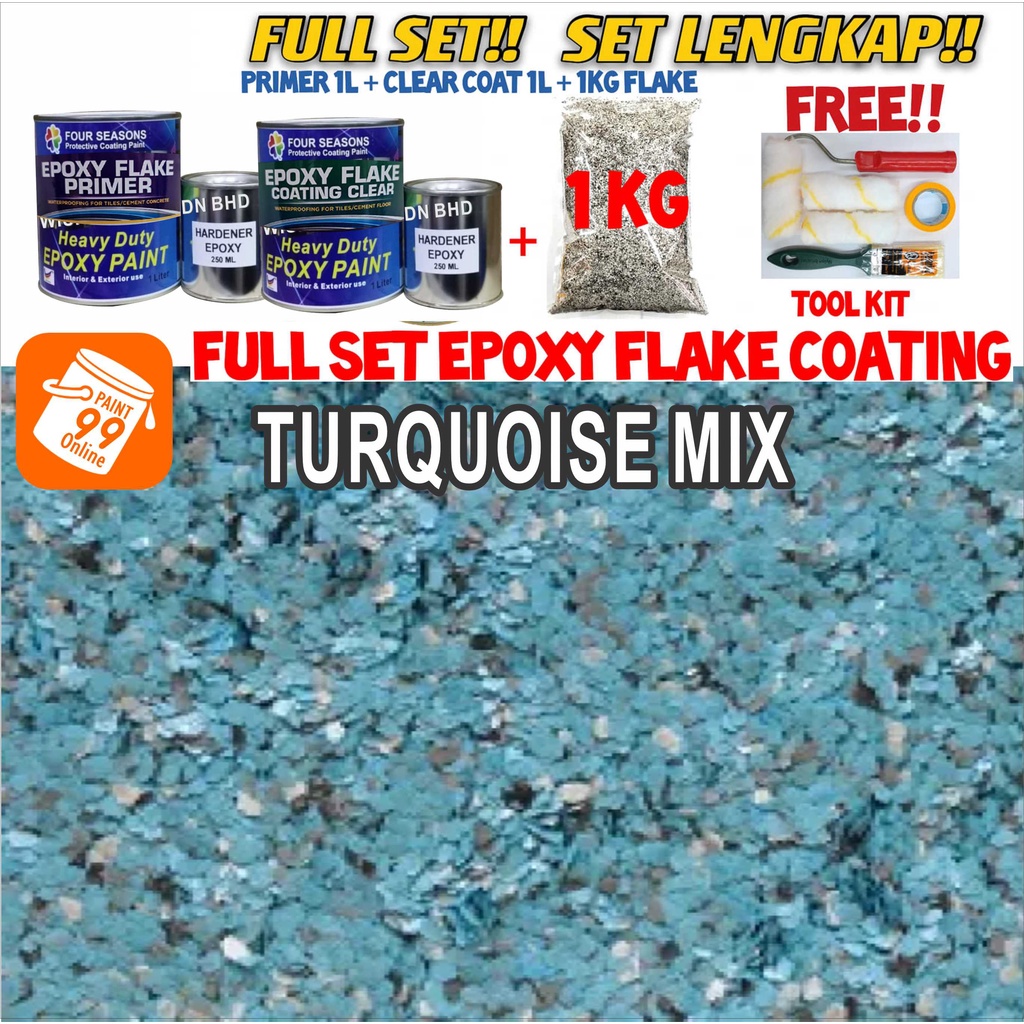 Full Set Epoxy Colour Flake Coating (FREE TOOL / 1KG FLAKE / 1L PRIMER ...