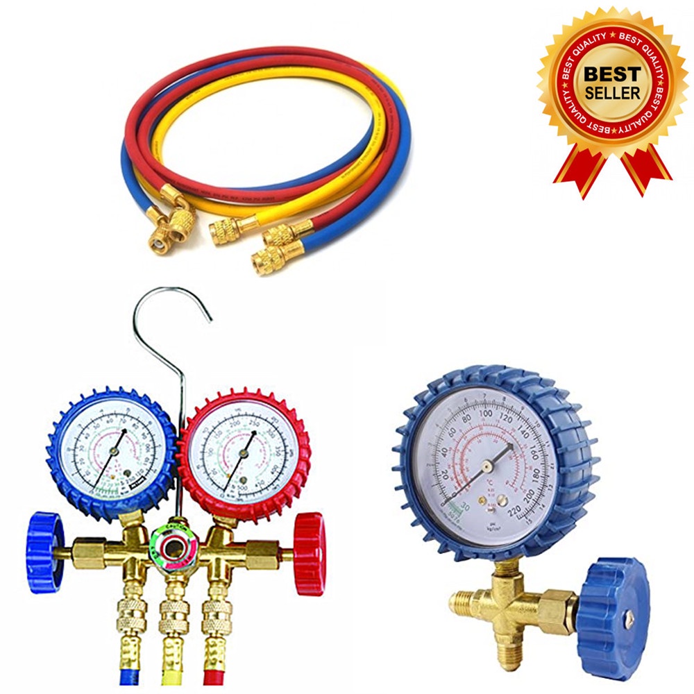 Car Aircond Fridge 3 Pcs Hose Check Pressure Meter CT-536 Gas R22 R410A R32 R12 R134A R600A ...