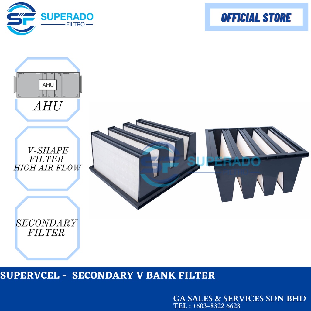 AIR FILTER, V BANK FINE FILTER CELL,AHU, SECONDARY FILTER ,AIR ...