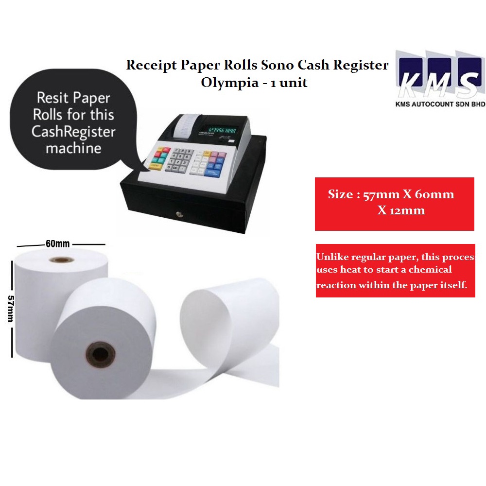 Receipt Paper Rolls Sono Cash Register Olympia - 1 unit | Shopee Malaysia