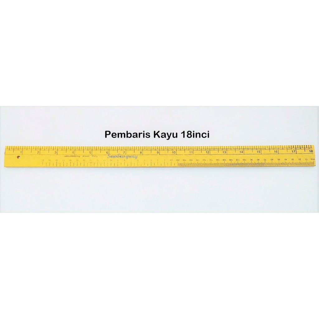 Grade A 18" Pembaris Jahitan Lurus Kayu / Wooden Made Sewing Ruler ...