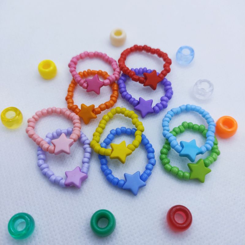 solid color star bead ring aesthetic y2k korean ins style kpop k-idol ...