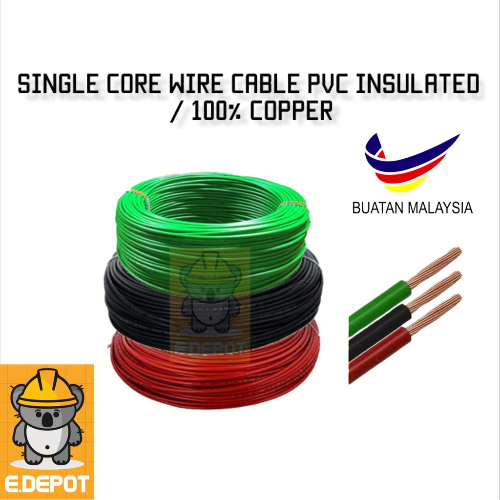 Single Core Wire Cable PVC Insulated / Wayar 1.5 mm, 2.5 mm/ 100% ...