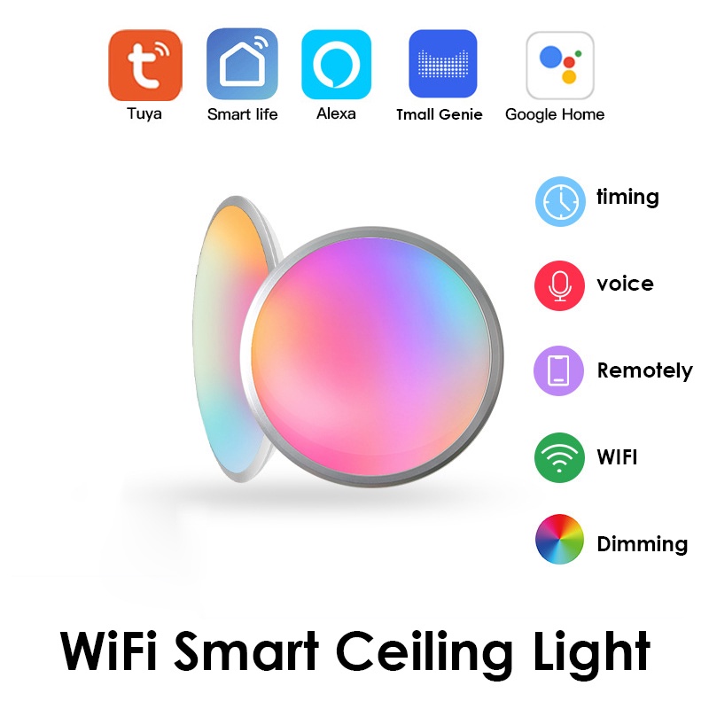Tenky Tuya WiFi Smart LED Ceiling Light RGB Warm White Dimmable Ceiling ...